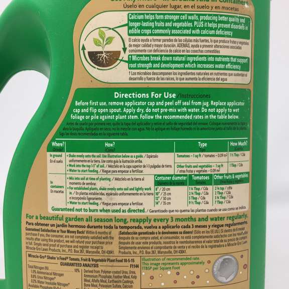 Miracle Grow Shake N' Feed Tomato, Fruit, & Vegetable Plant Food ...