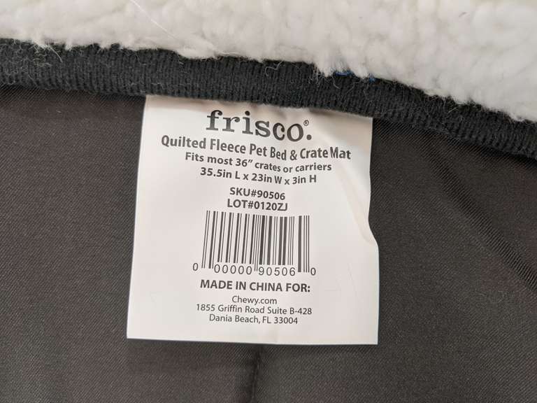 Frisco Quilted Fleece Pet Bed & Crate Mat - Fits Most 36" Crates ...