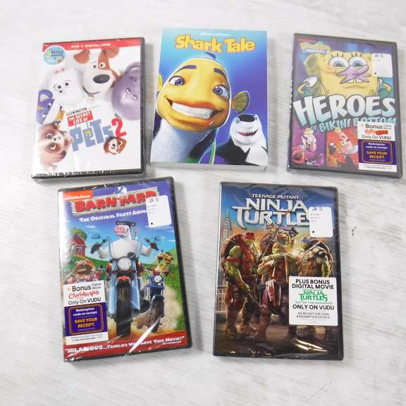 Lot of 5 Childrens Movies. Spongebob Heroes of Bikini Bottom, Shark ...