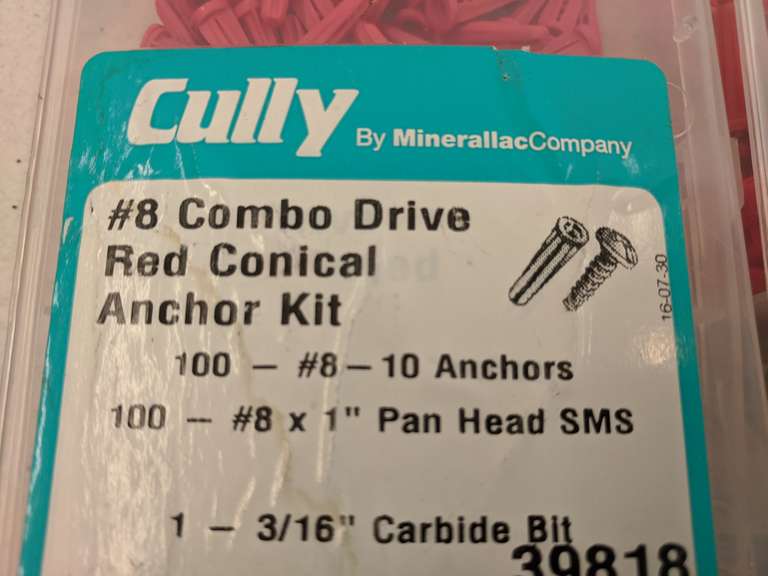 Lot of 4 Cully #8 Combo Drive Red Conical Anchor Kit - Dutch Goat