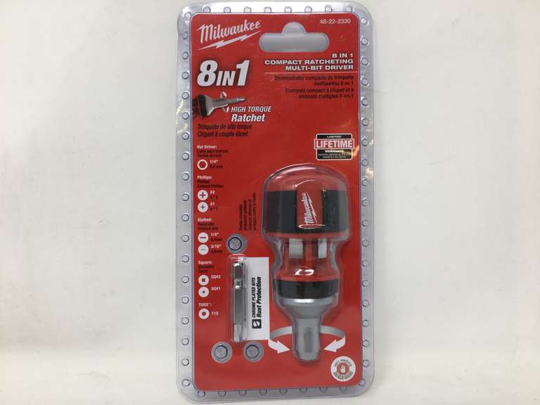 Milwaukee 8-In-1 Compact Ratcheting Multi-Bit Driver - Pass Through ...