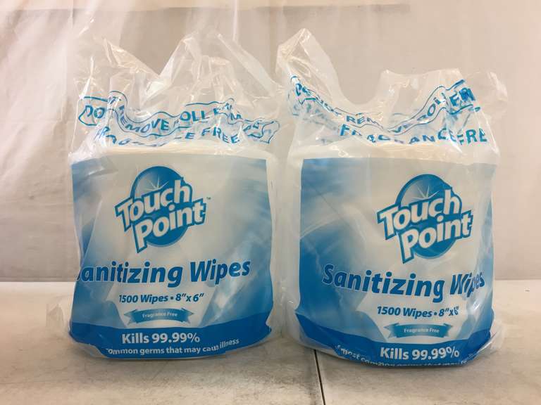 Touch Point Sanitizing Wipes - 2 Rolls - 1500 Wipes Per Roll - 8" x 6 ...
