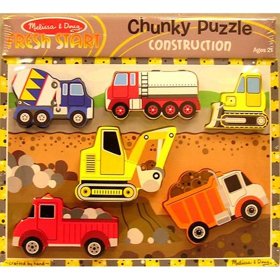 Melissa & Doug Construction Vehicles Wooden Chunky Puzzle (6 pcs ...