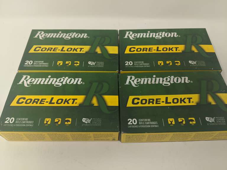 Lot of 4 Boxes of Remington Core-Lokt Centerfire Rifle Cartridges 30-06 ...