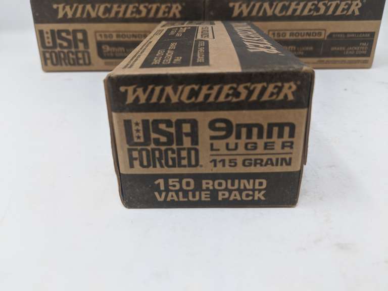 Lot of 4 Boxes of Winchester 9mm, 115 gr FMJ Brass Jacketed Lead Core ...