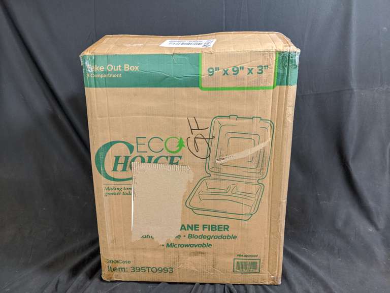 EcoChoice 9" x 9" x 3" Biodegradable, Compostable Sugarcane / Bagasse 3 ...