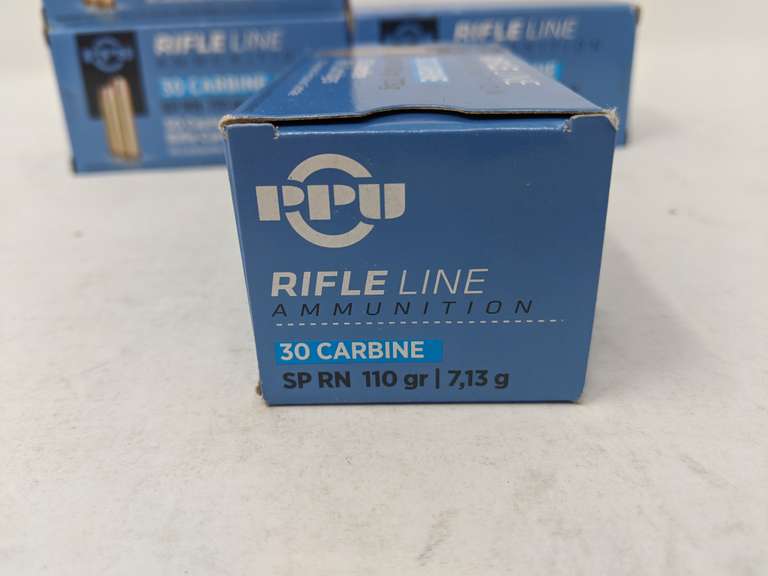Lot of 4 Rifle Line 30 Carbine SP RN, 110gr Cartridges, 50 per box ...