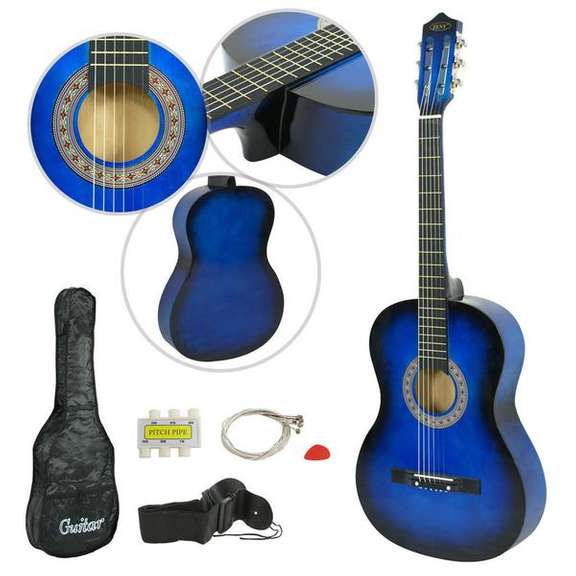 Zeny Standard Blue Acoustic Guitar Y01-1208-1 With Soft Case, Strap ...