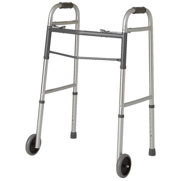 Medical Deluxe Two Button Folding Walker with 5" Wheels - Dutch Goat