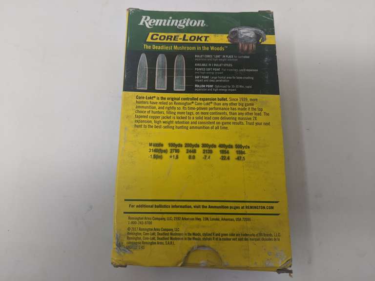 Lot of 4 Boxes of Remington Core-Lokt Centerfire Rifle Cartridges 30-06 ...