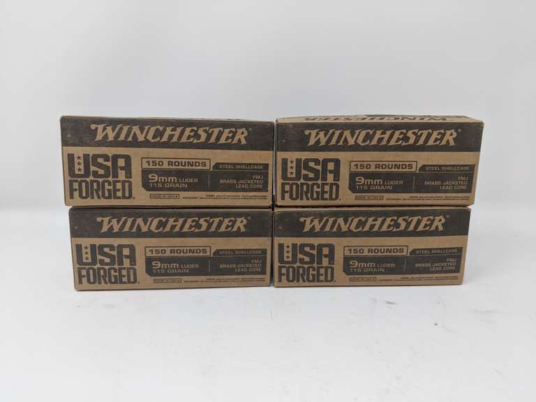 Lot of 4 Boxes of Winchester 9mm, 115 gr FMJ Brass Jacketed Lead Core ...