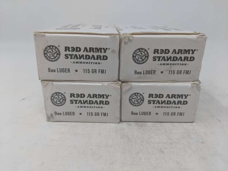 Lot of 4 Red Army Standard 9mm 115gr FMJ - 50 Per Box - Dutch Goat