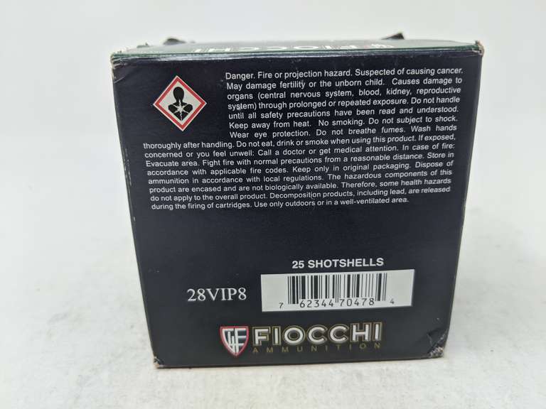 Fiocchi 28 Gauge 2 3/4" 3/4oz 1200ft/sec 8 Shot - 25 Shells - Dutch Goat