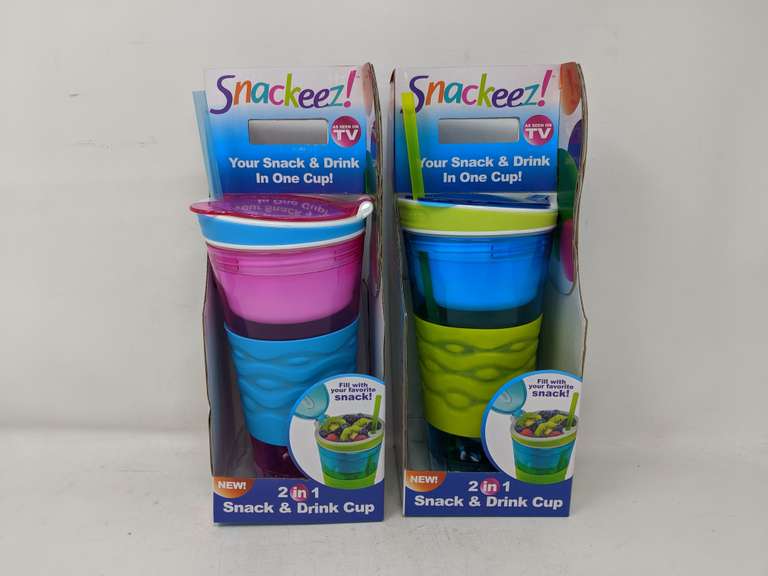 Lot of 2 Snackeez 2-IN-1 Snack & Drink Cup - 2 Different Colors - Dutch ...