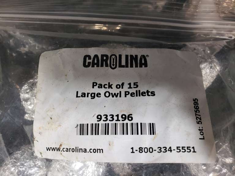 Lot of 5 Carolina Large Owl Pellets - 15 Each/ 75 Pellets Total - Dutch ...