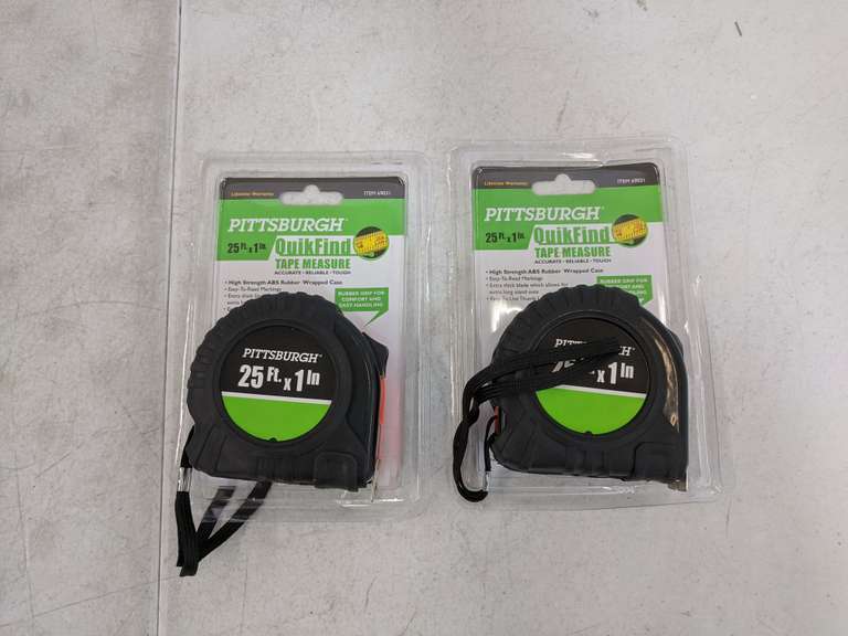 Lot of 2 Pittsburgh QuikFind Tape Measure - 25 ft. x 1" - Dutch Goat