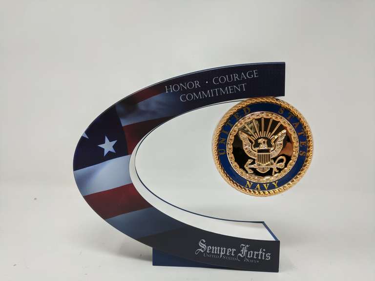 U.S. NAVY A TRIBUTE TO EXCELLENCE Levitating Medallion Sculpture ...
