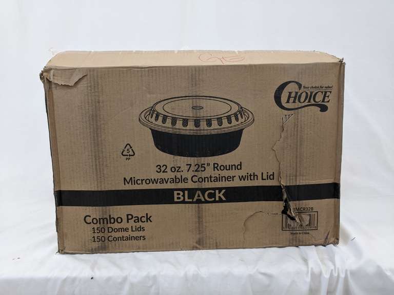 Choice 32 oz. 7.25" Round Microwavable Containers with Lids - 150 lids ...
