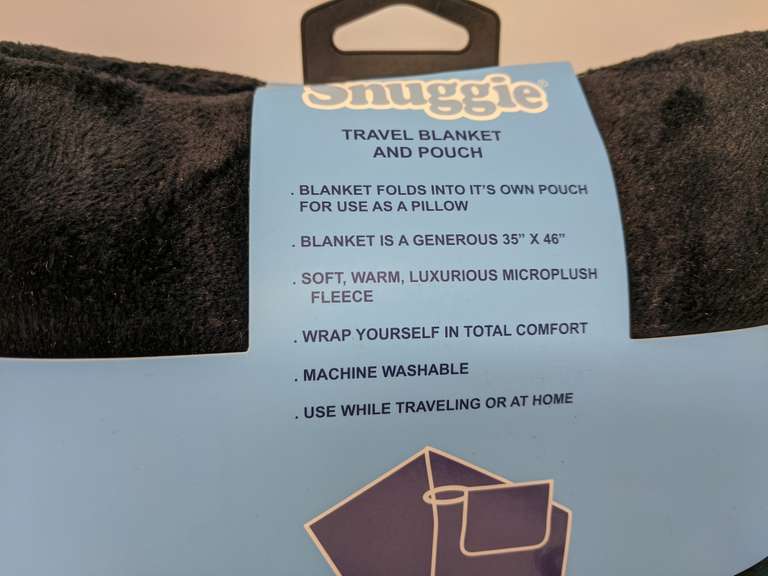 Snuggie Doubles As A Pillow Black - Travel Blanket And Pouch - Dutch Goat