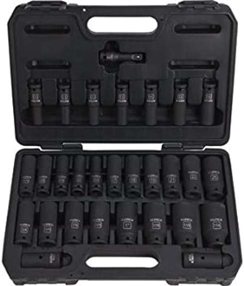 Klutch 29 Pc. SAE/Metric Deep Well Impact Socket Set - Dutch Goat