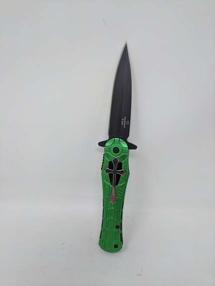 Snake Eye Green Switchblade Knife - Dutch Goat