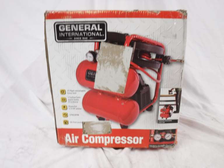 General international 1/3 HP 2 Gallon Twin Stack Air Compressor - Dutch ...