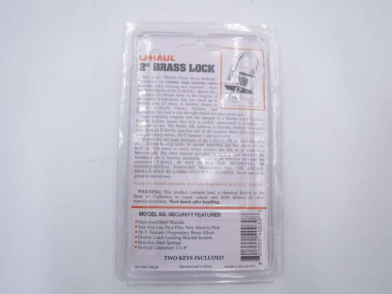Lot of 2 2" U Haul Brass Home/Security Lock - Dutch Goat