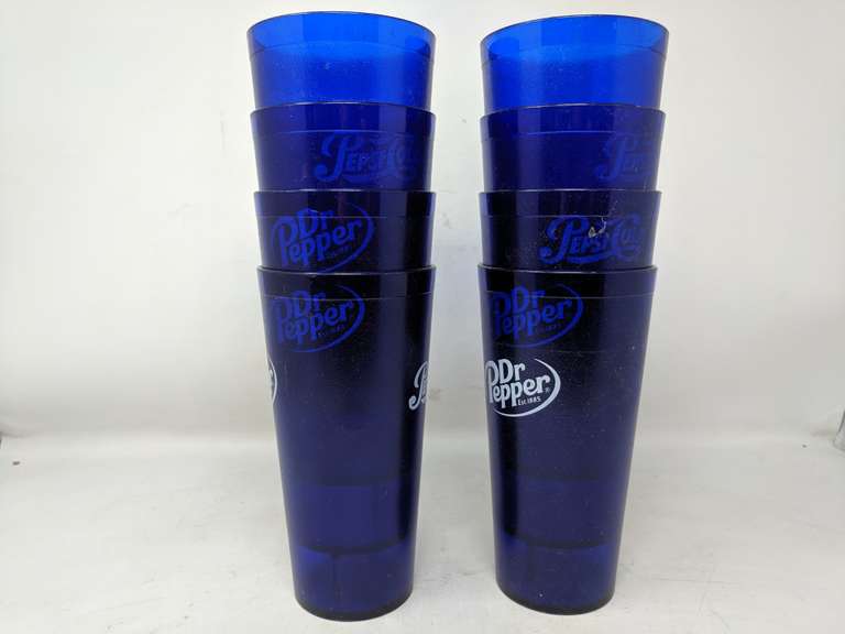 Lot of 8 Plastic Dr. Pepper and Pepsi Cups - Color Blue - Dutch Goat
