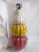 Stacked Pumpkin Trio, 28" Height, Red, Yellow, White - Dutch Goat