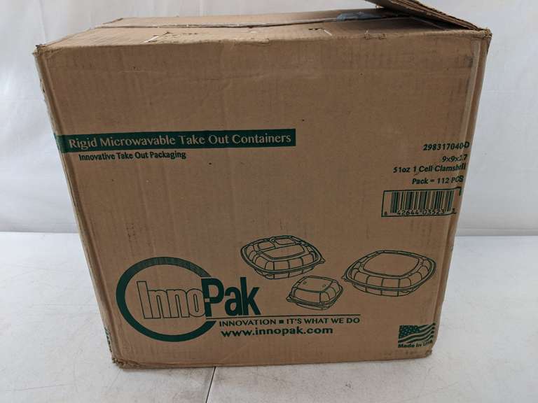 Case of 112 Inno-Pak Rigid Microwavable Take Out Containers -9" x 9" x ...