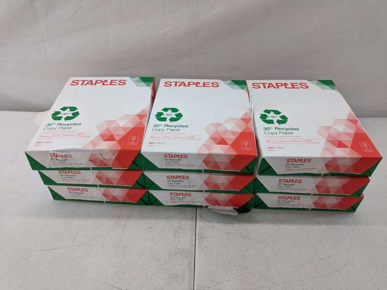 Lot Of 9 Staples 30 Recycled Copy Paper 8 5 In X 11 In 92 Brightness 20 Lb 500 Sheets 