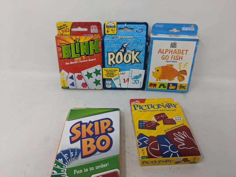 Assortment of 5 Card Games Blink, Rook, Alphabet Go Fish Skipbo, And ...