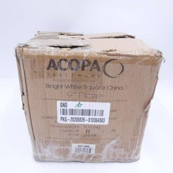 Acopa Tableware Bright White Porcelain Square China 9'' Plates, Set Of ...
