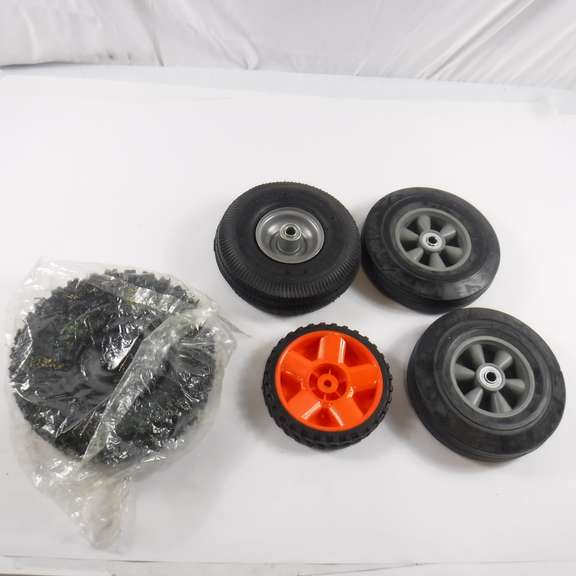 Lot of Assorted Wheels: Includes: 2 Cart Wheels: 10" Round Ball bearing ...