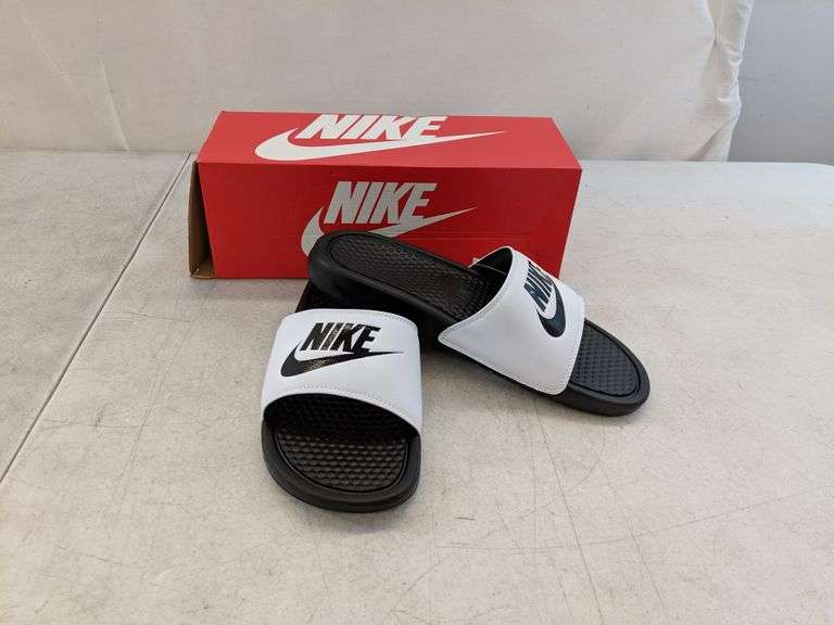 Adult Nike Slides, Black/White, Size 9 - Dutch Goat