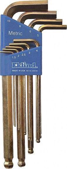 Eklind Hex Key Set, L Key Shape, Long, Gold Plated, 9-Piece - Dutch Goat