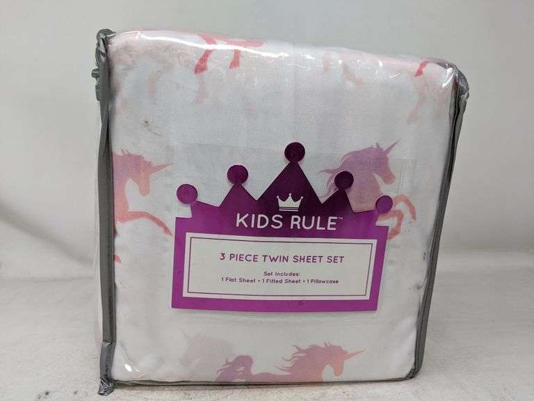 Kids Rule Sheet Set - 3 Piece, Unicorn - Twin Size - Dutch Goat