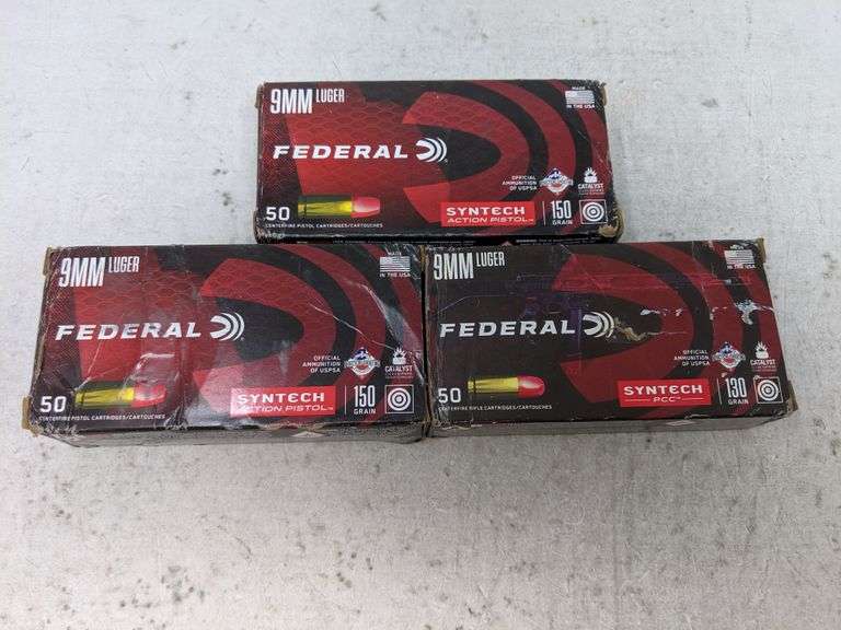 Assortment of 3 - Federal Syntech Action Pistol 9mm Luger 150 & 130 ...