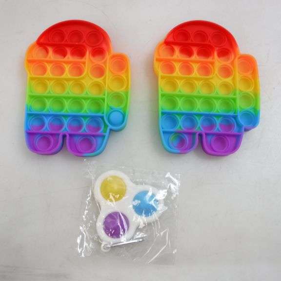 3 Piece Rainbow Push Pop It Bubble Game For Adults, Friends, Kids ...