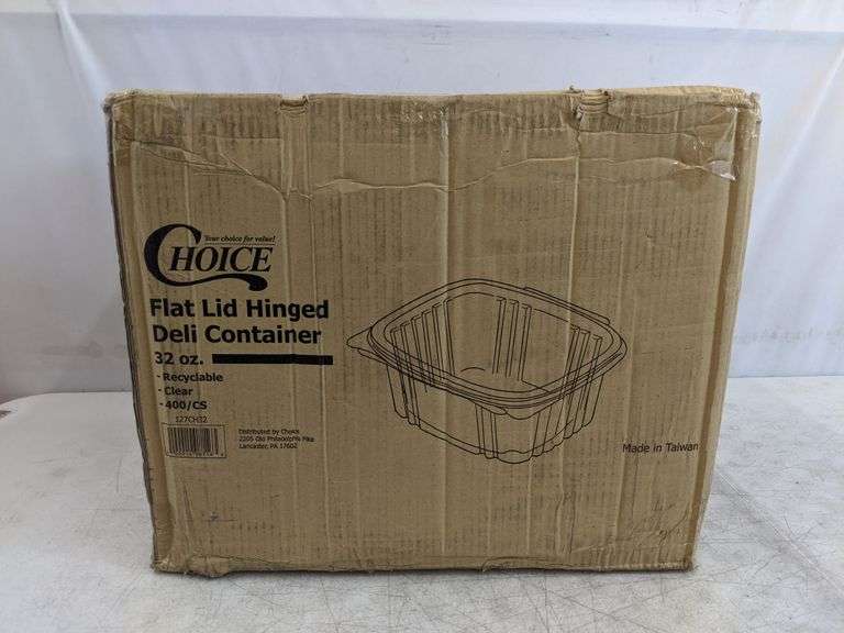 Choice Flat Lid Hinged Deli Container - 32 oz, 400 Total - Dutch Goat