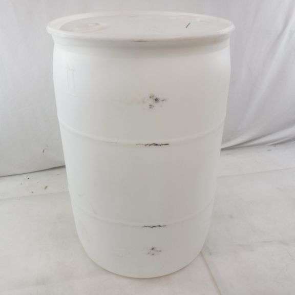 Dirty From Warehouse Storage : 55 Gallon Solid White Plastic Barrel 2 ...