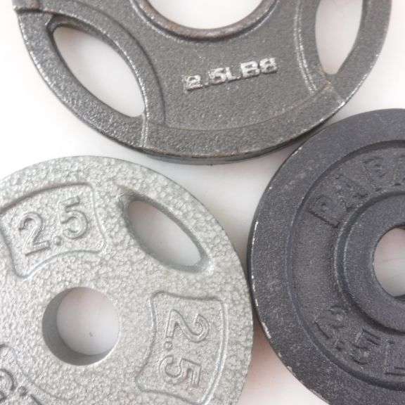 Assortment Of 3 Weights: 2.5 lbs Black 4 3/4", Grey 6 1/2" And Silver 5 ...