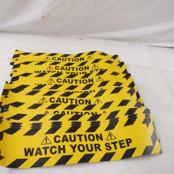 Lot Of 10: Yellow And Black Peel Back Adhesive Vinyl Caution Authorized ...