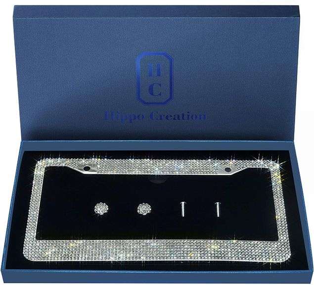 HC Hippo Creation Single Bling License Plate Frame - Dutch Goat