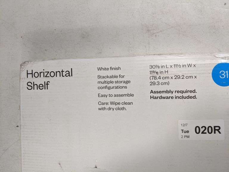 Room Essentials Horizontal Shelf White Finish, 30 7/8 in x 11 1/2 in x ...