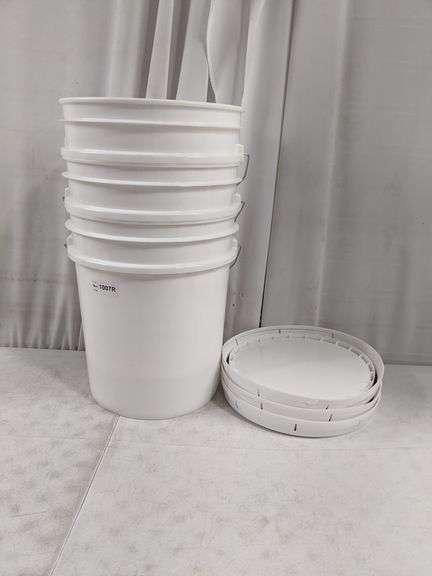 Lot of 3 Berry Global 5 gal. BPA Free Food Grade White Bucket with Wire ...