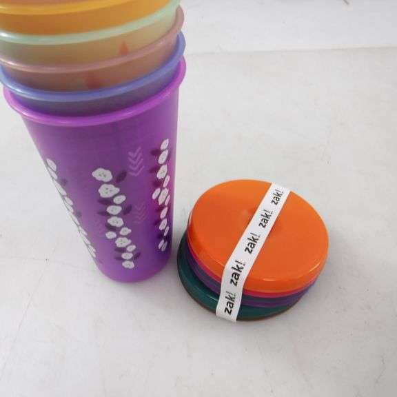 Assortment Of 6 Zak! Cups: Blue With Arrow Design, Brown With Pink ...