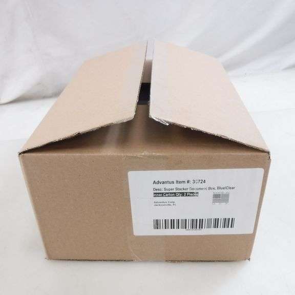 Lot of 2 Clear Advantus Super Stacker Document Box with Blue handles ...