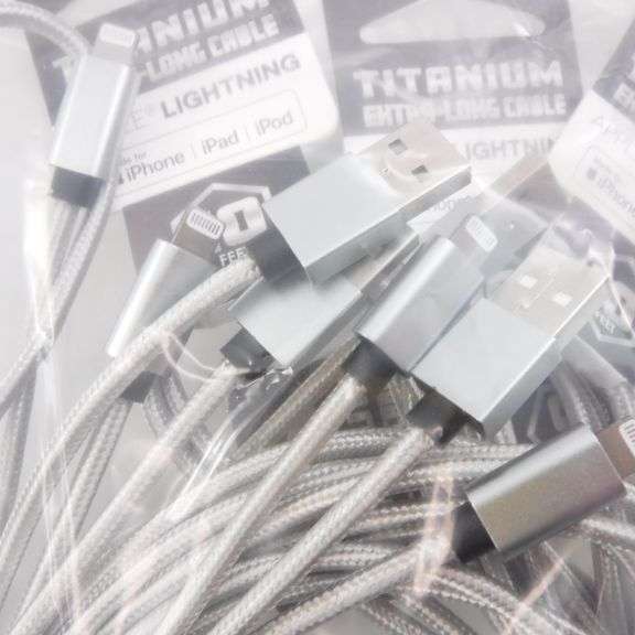 Lot Of 4: Silver 10ft Apple Lightning Titanium Extra-Long Charging ...