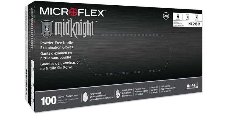 Lot Of 2: Box Of 100 MicroFlex Midknight Powder-Free Nitrile ...